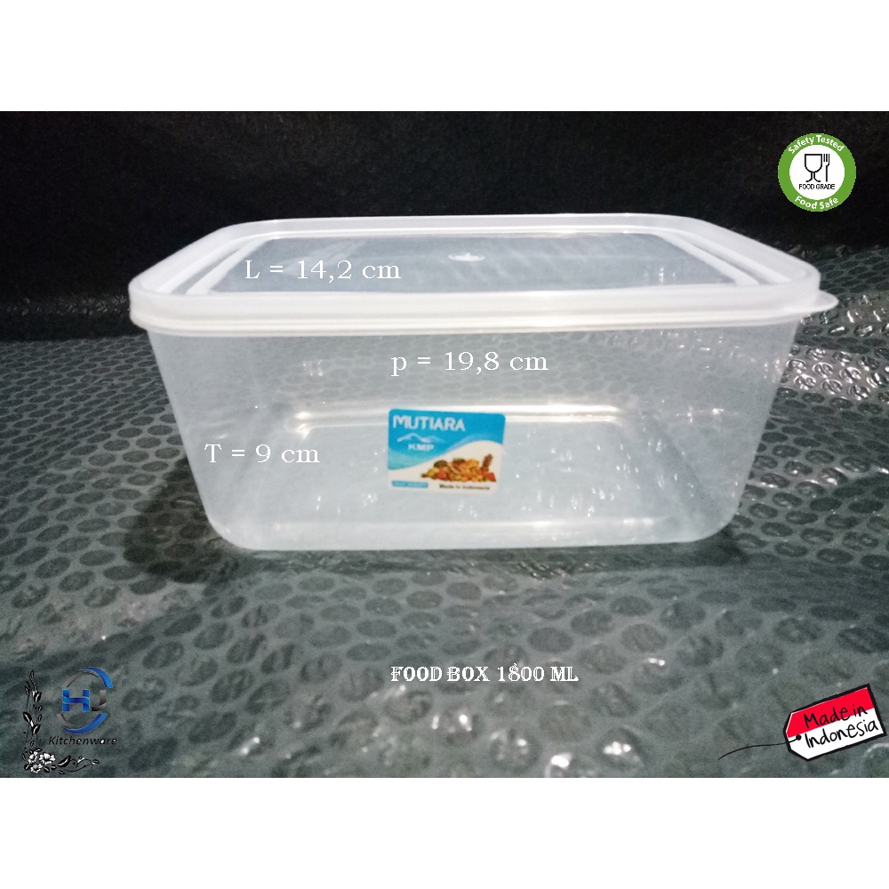Jual Food Box 1800ml Plastik / Kotak Makan Plastik Mutiara 1800 ml / Tempat Donat / Container ...
