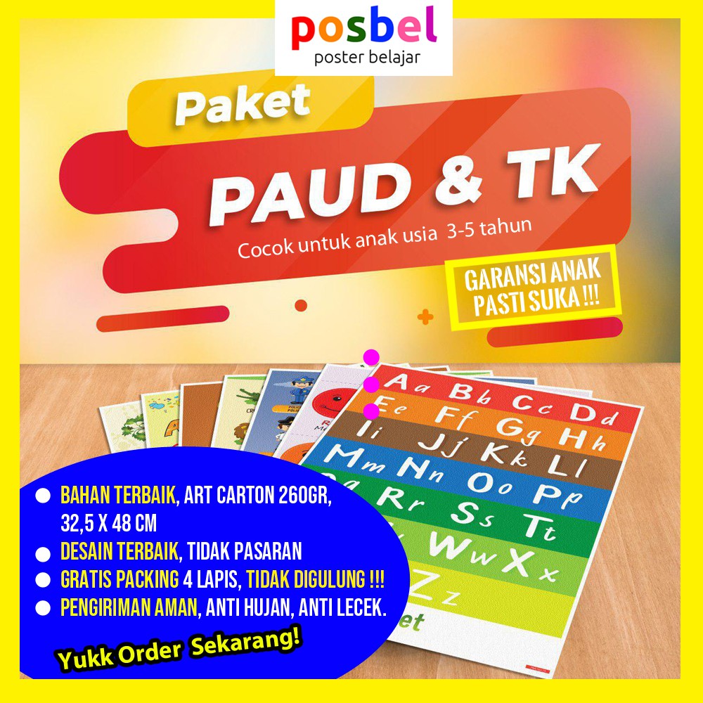Jual POSBEL PAKET PAUD & TK Poster Pendidikan Edukasi Belajar Mainan ...