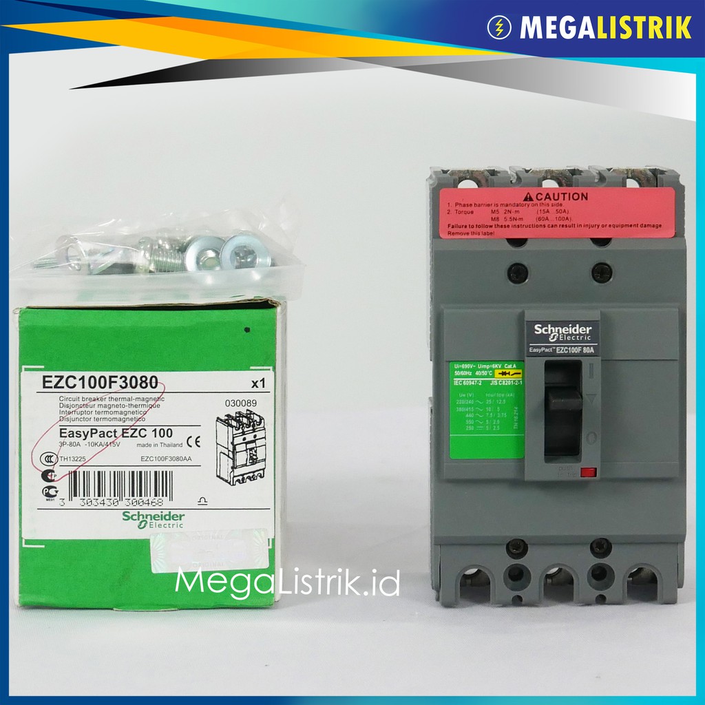Jual SCHNEIDER MCCB 3P 80A / NFB / EZC EASYPACT BREAKER EZC100F3080 | Shopee Indonesia