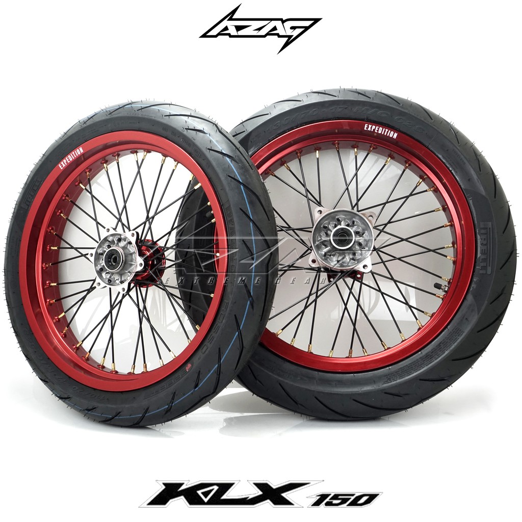 Jual BAN SET SUPERMOTO KLX DTRACKER 150 PIRELLI VELG EXPEDITION RED ...