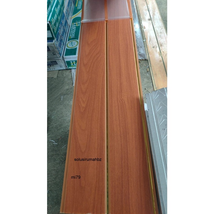 Jual plafon pvc coklat kayu 200mm 8mm 1m mi79 plastik panel lebar 20cm ...
