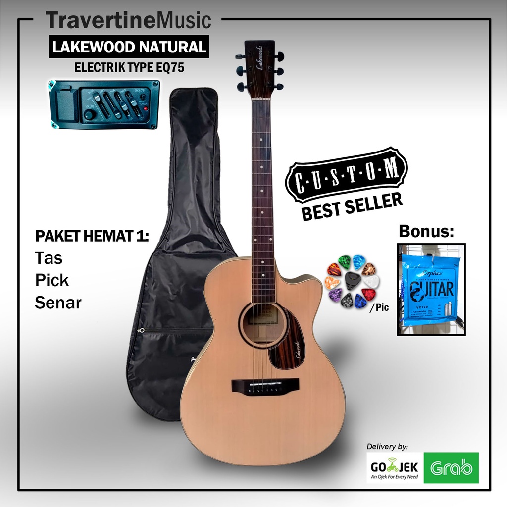 Jual Gitar akustik Custom elektrik Lakewood natural with equalizer | Shopee Indonesia