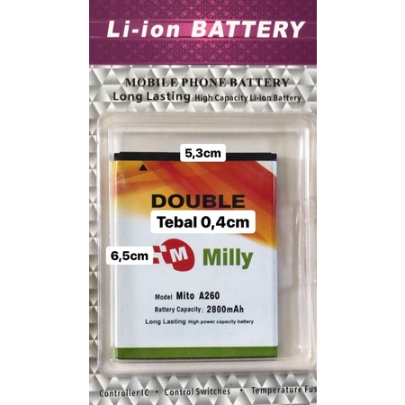 Jual BATERAI MITO A260 MILLY POWER | Shopee Indonesia