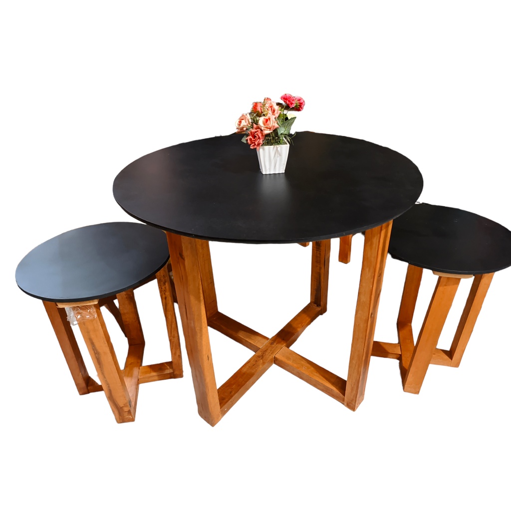 Jual Meja Cafe Jumbo Set Minimalis Bulat Aesthetic (1 meja + 2 kursi ...