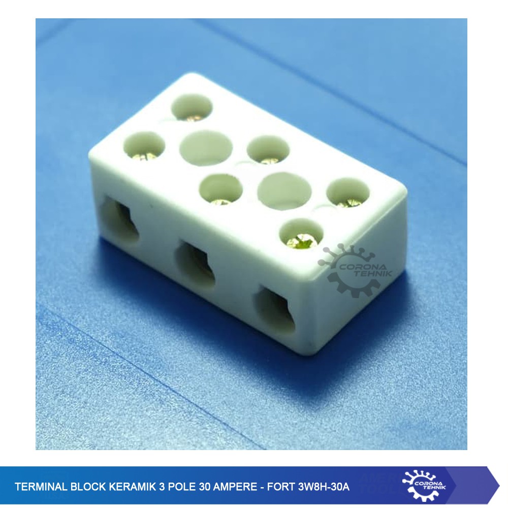 Jual Terminal Block Keramik 3 Pole 30 Ampere - FORT 3W8H-30A | Shopee ...
