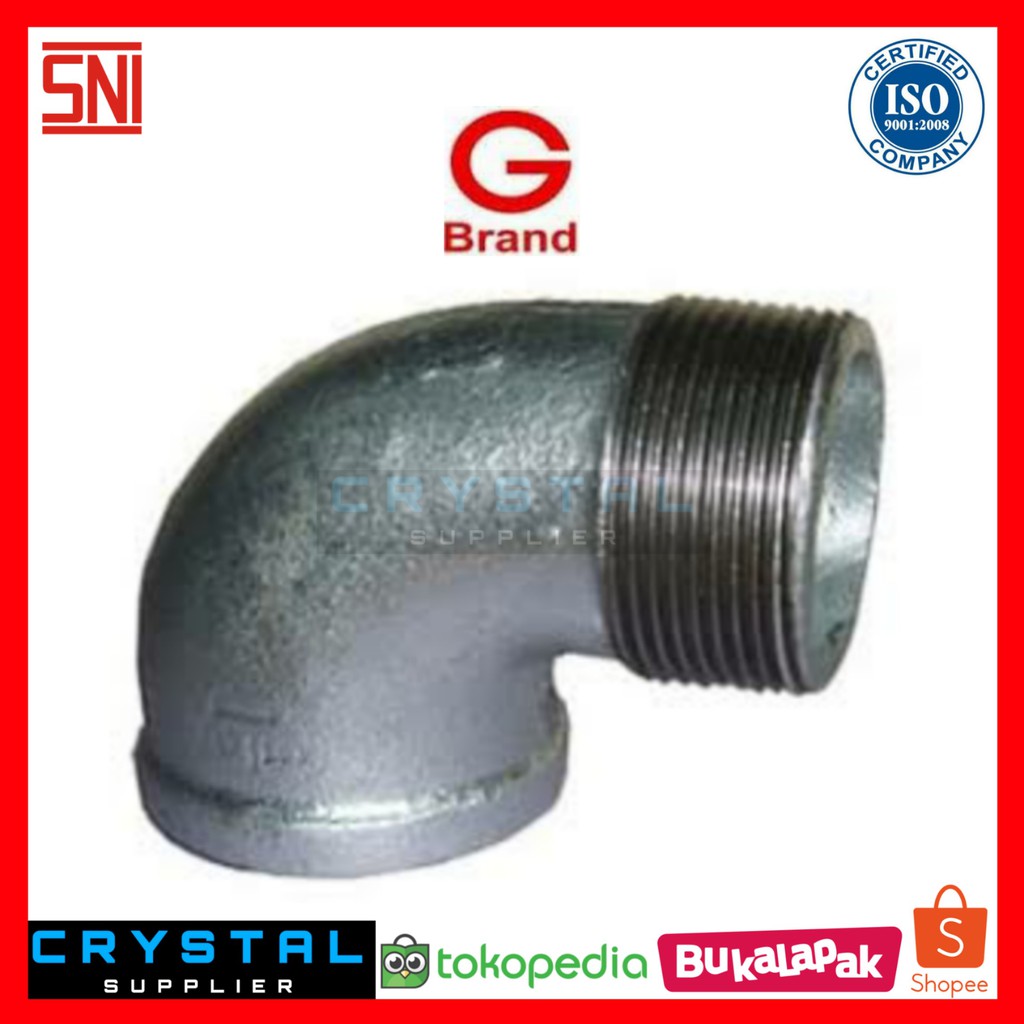 Jual STREET ELBOW GALVANIS BESI 2 1/2" G BRAND 90 deg DRAT BSPT Knee ...
