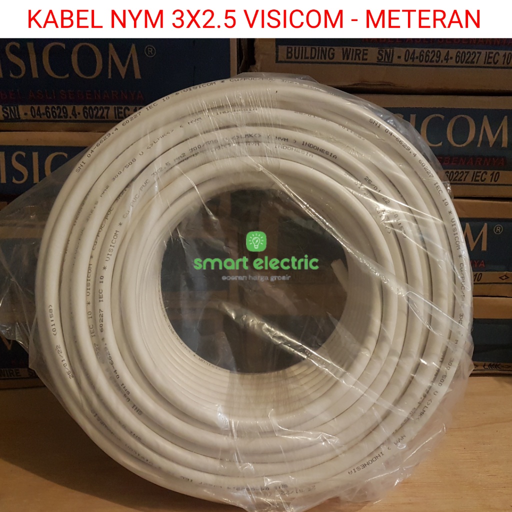 Jual Kabel Listrik Visicom NYM 3x2.5mm Meteran Tunggal Tembaga Murni SNI LMK Bagus | Shopee ...