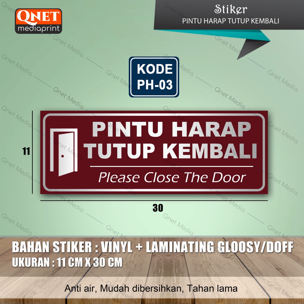 Jual STIKER PINTU HARAP TUTUP KEMBALI + LAMINASI GLOSSY | Shopee Indonesia