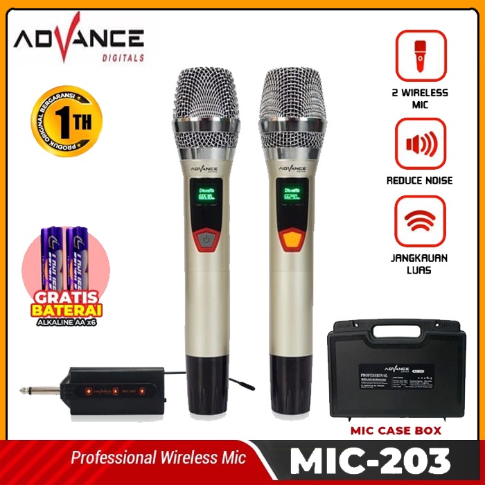 Jual Microphone Profesional Advance MIC-203 ( 2 Mic Wireless ) | Shopee ...