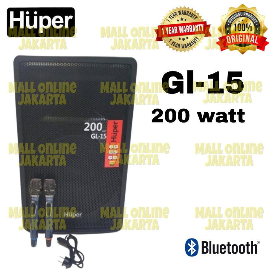 Jual Speaker portable huper 15 inch Gl15 Original aktif mic Wireless gl 15 | Shopee Indonesia