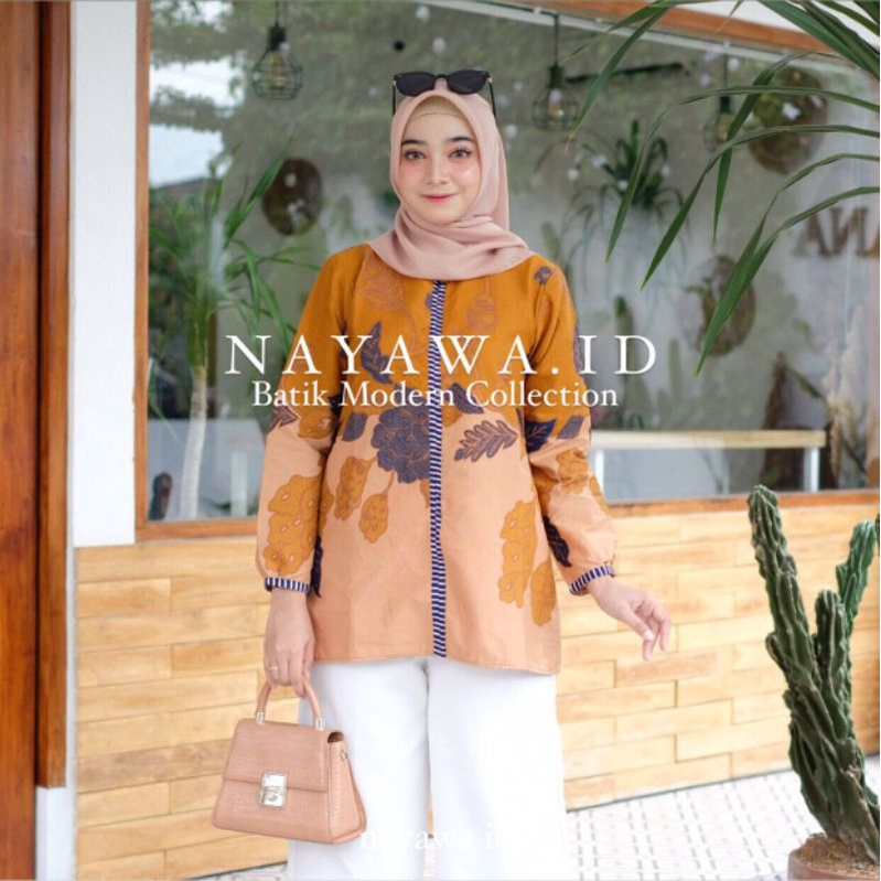 Jual Batik Nayawa || Saysa Blouse Batik Modern || Blouse Kekinian ...