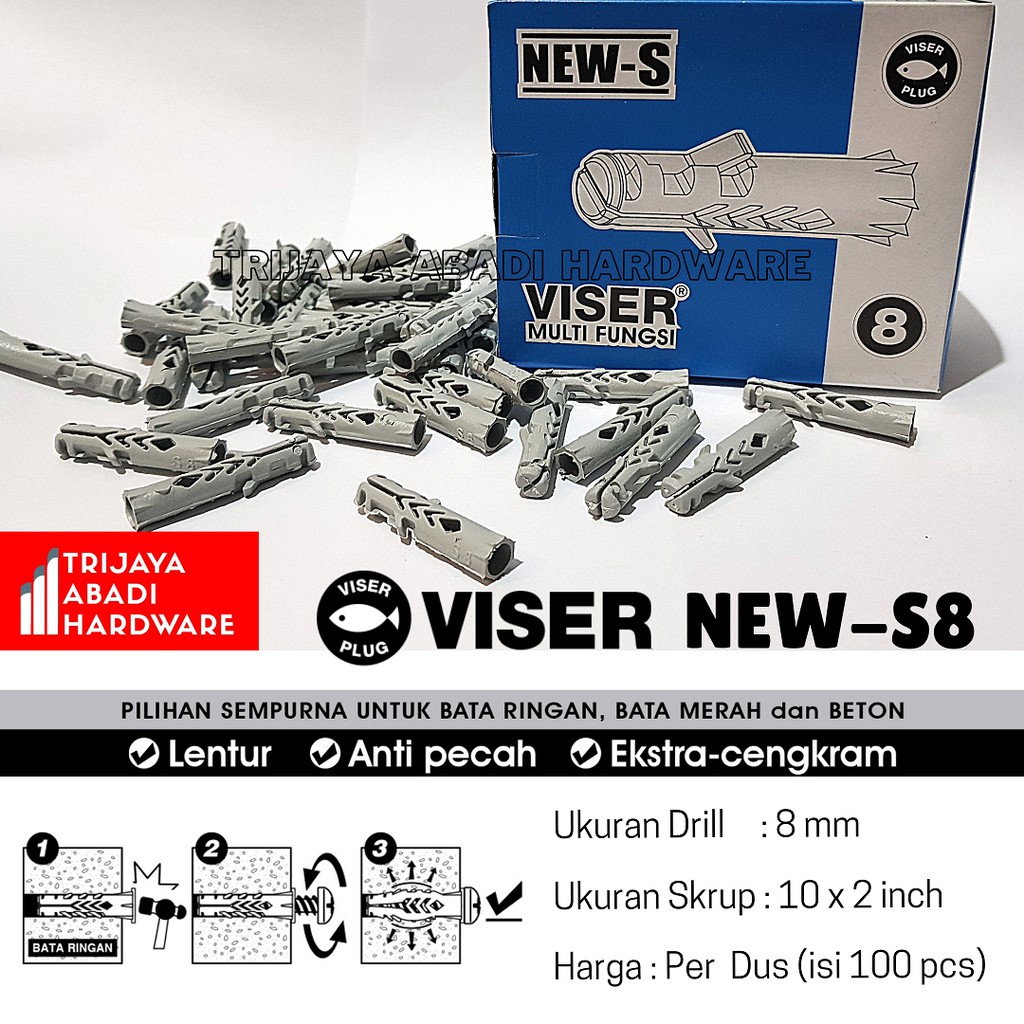 Jual Viser Dinding New S8 / X8 (1 Box = 100 Pcs) Angkur Multi Fungsi ...