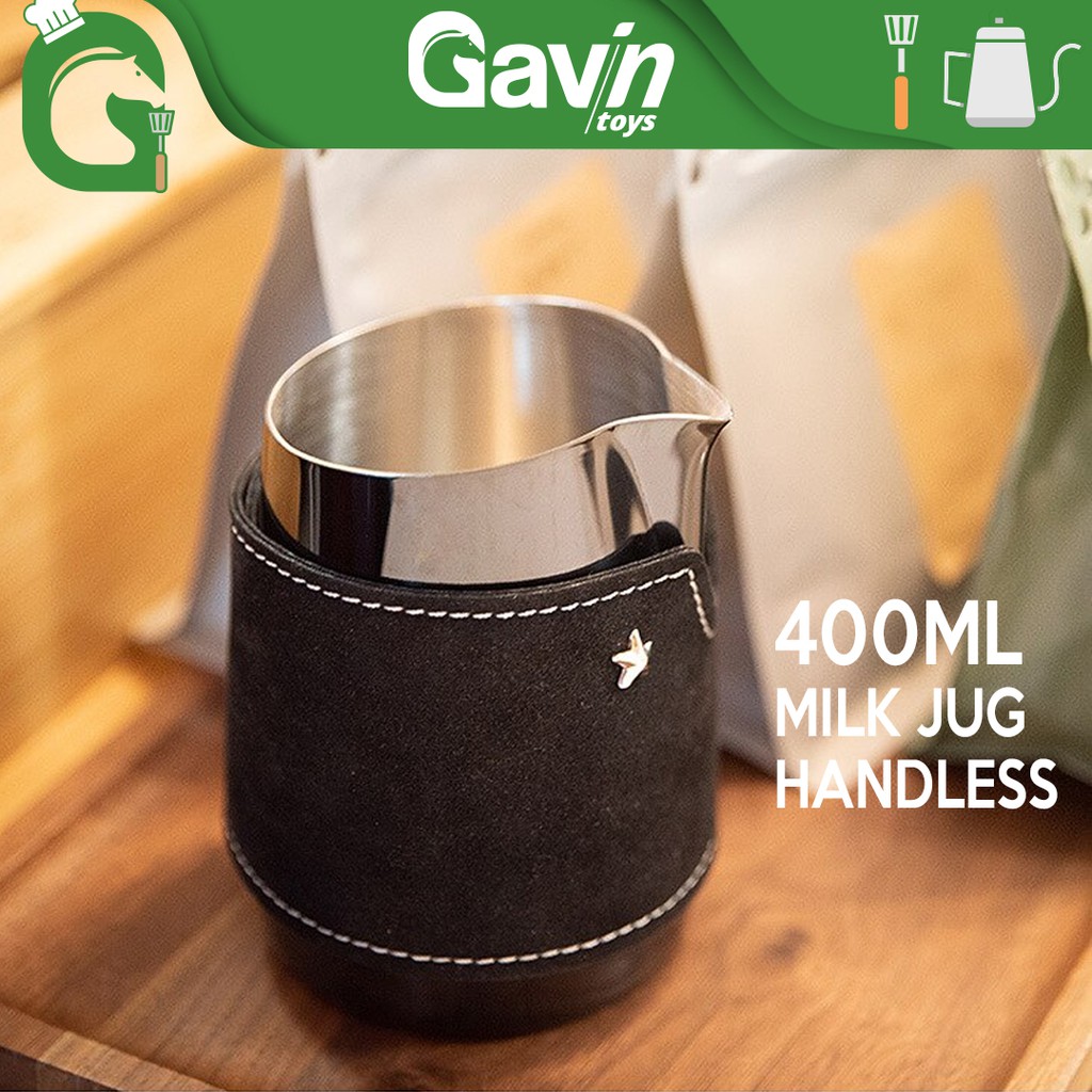 Jual Milk Jug Handless 400ml Jug Susu Handle Free Black Barista Latte ...