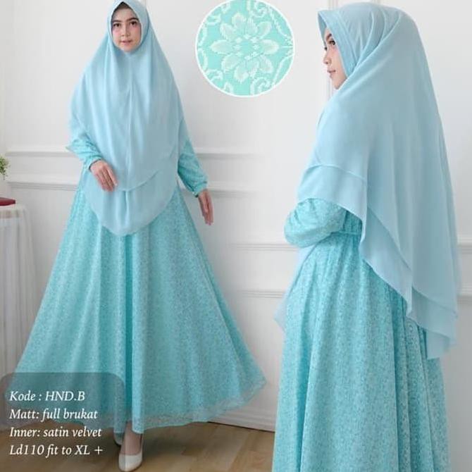 Jual Gamis Termurah Gamis Brukat Satin Velvet - Biru Muda Ready Stock ...
