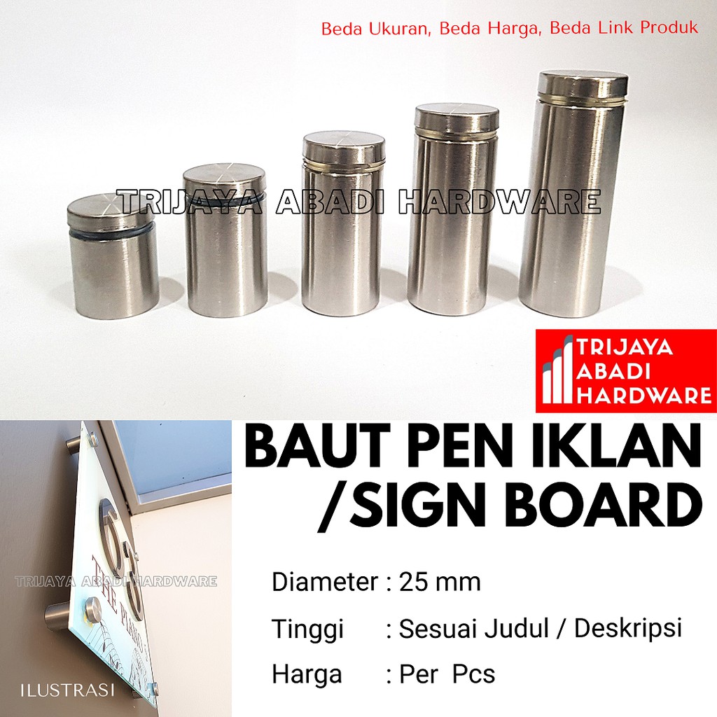 Jual Pen Iklan 25 x 40 mm / Baut Akrilik / Sign Board | Shopee Indonesia