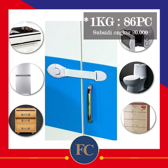 Jual FC SAFETY BELT DRAWER LOCK PENGUNCI LEMARI, LACI, RAK KACA ...