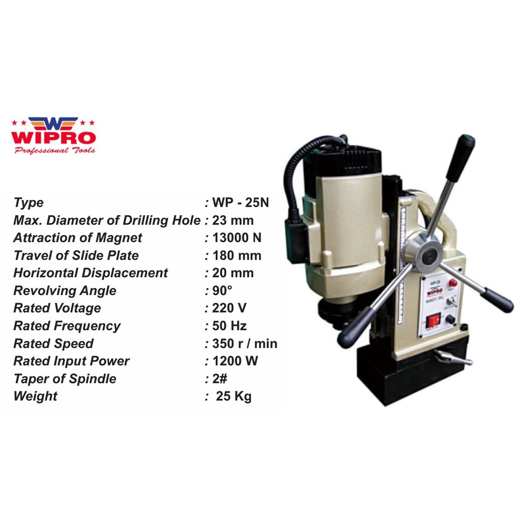 Jual Bor Magnet Duduk 23mm WIPRO WP25N / Magnetic Drill 23 mm WP 25N ...