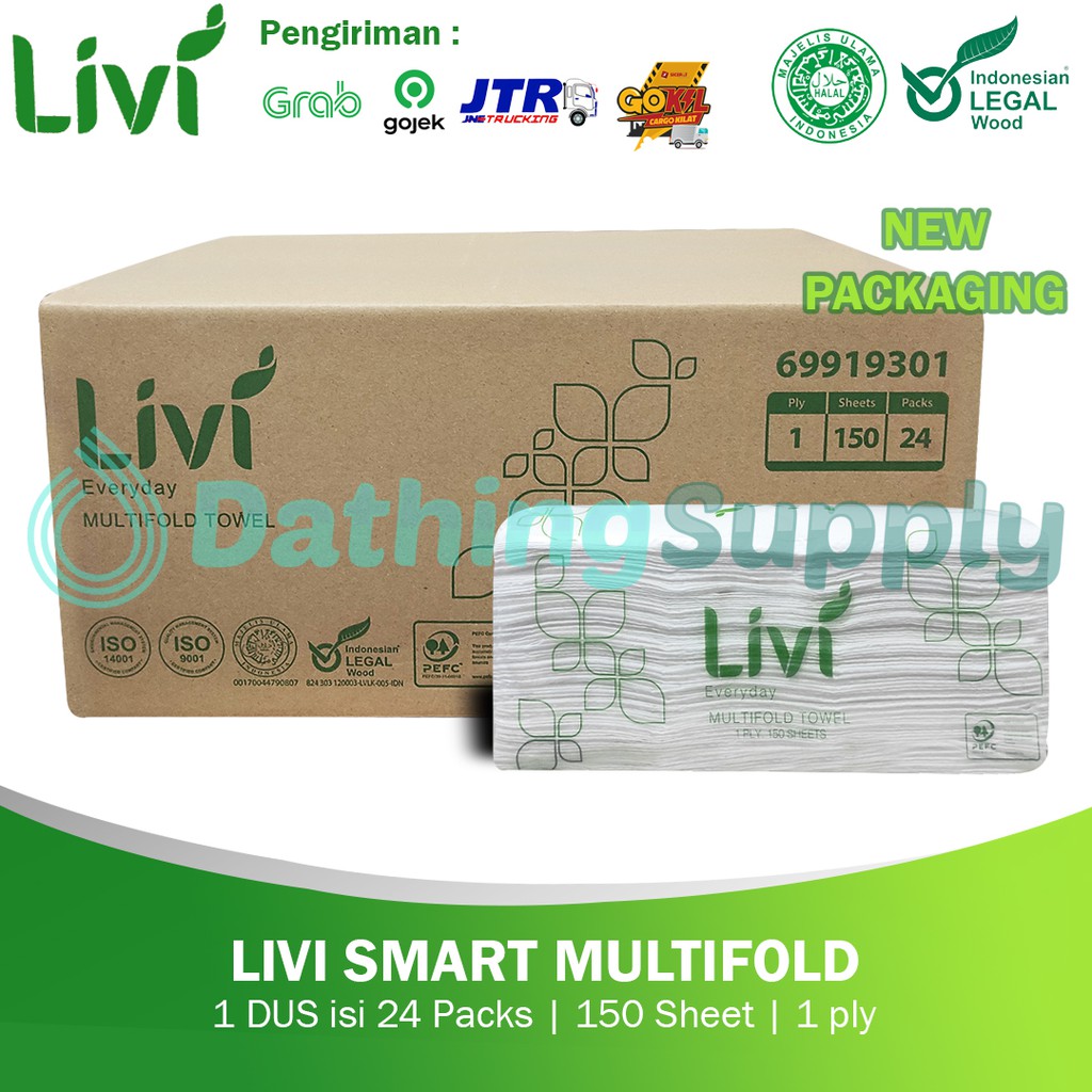 Jual GROSIR 1 DUS Tissue LIVI SMART TOWEL Multifold / Everyday ...