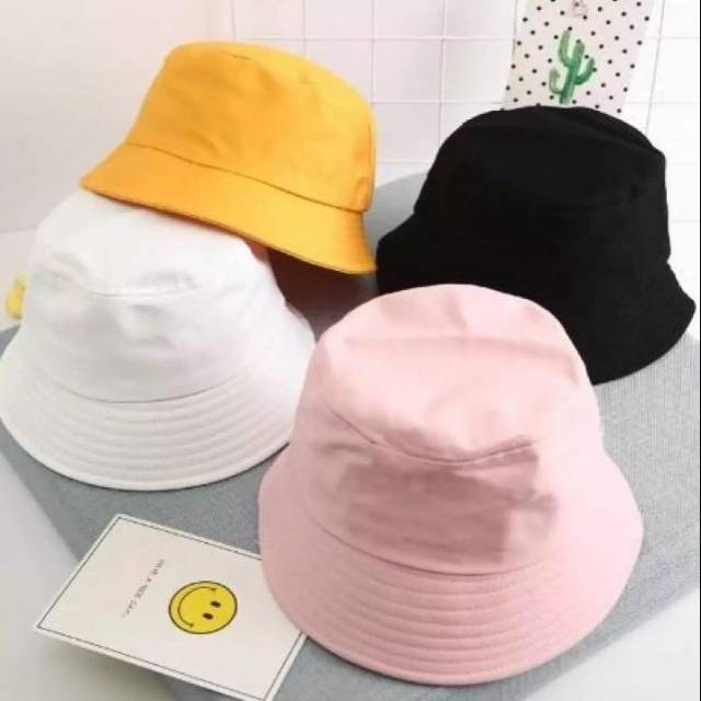 Jual Topi Bucket Bucket Hat Polos Premium warna hitam merah kuning ...