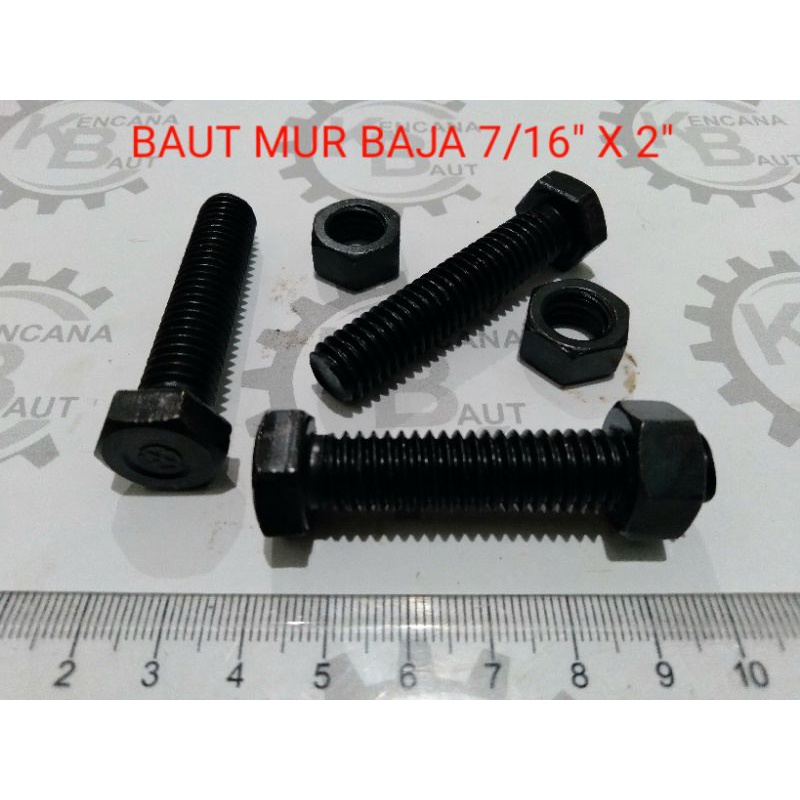 Jual BAUT MUR BAJA UNC 7/16" X 2" KUNCI 16/17 PANJANG 5 CM | Shopee ...