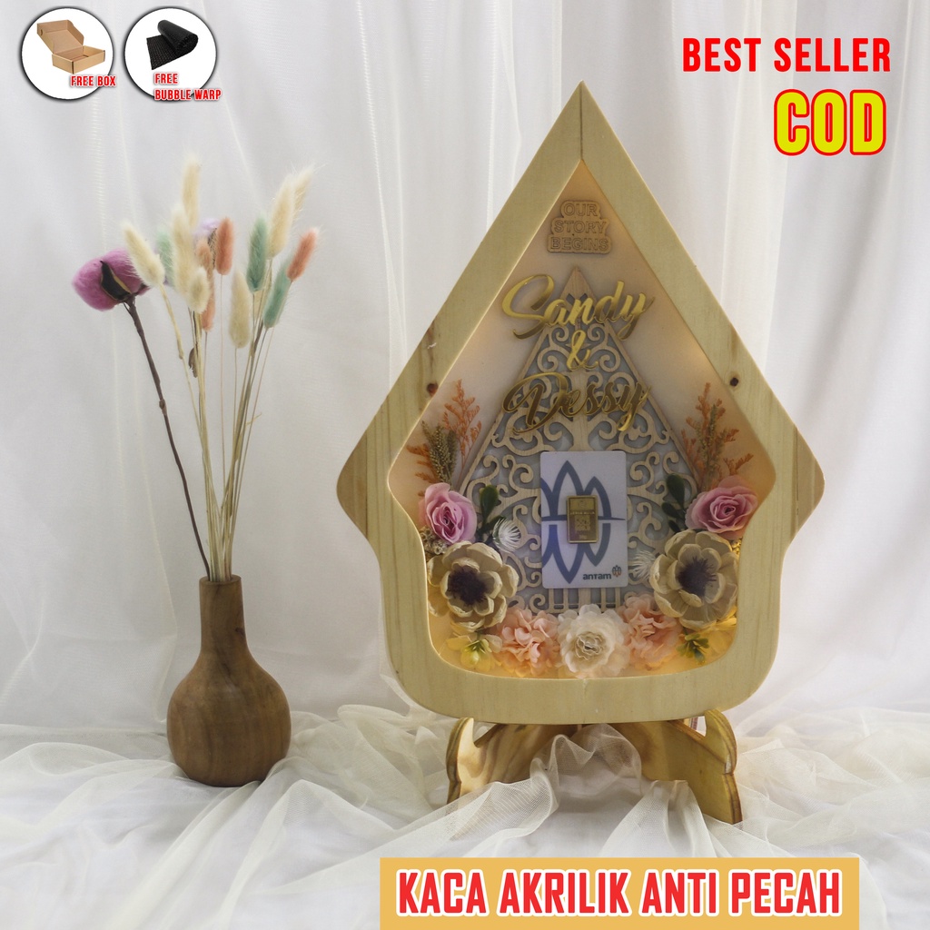 Jual Mahar pernikahan bingkai rustic kado wedding mahar wedding 30x40cm pigura frame 3d frame ...