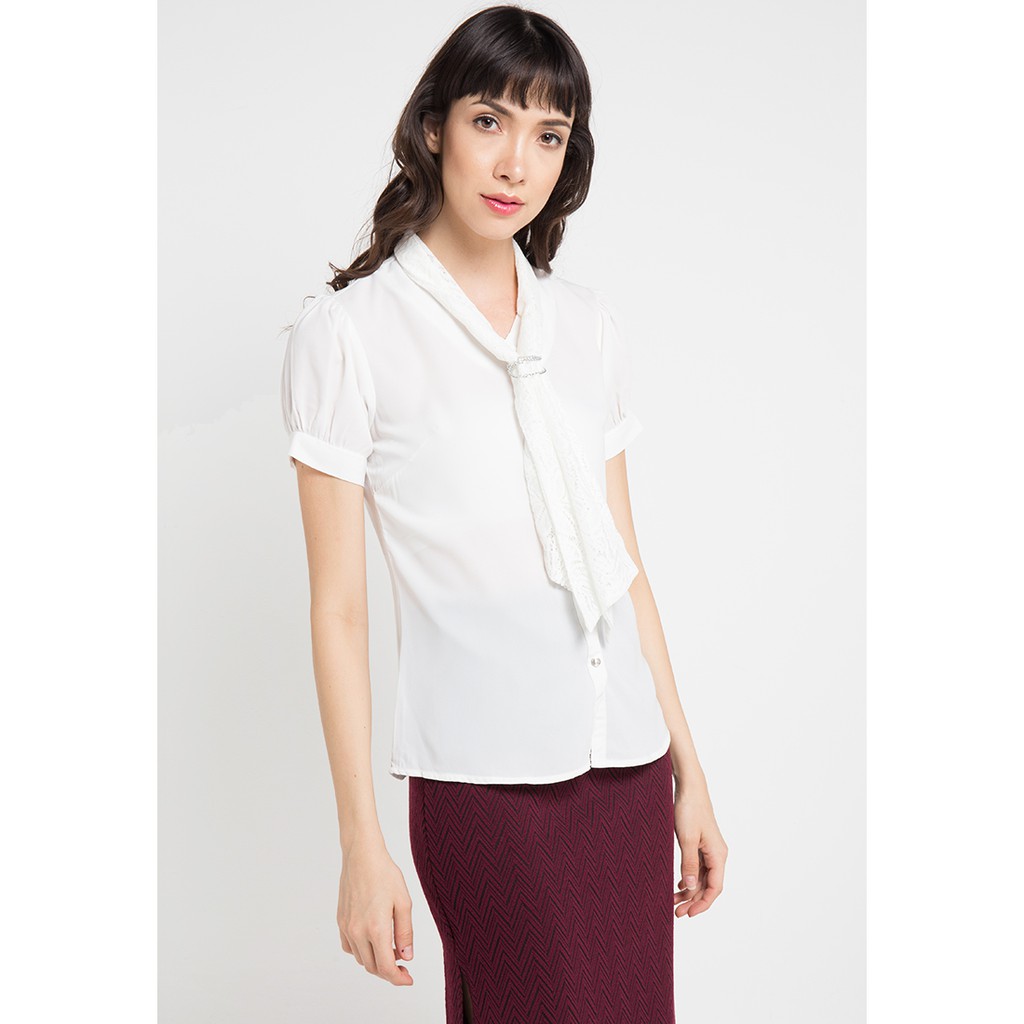 Jual FAME - Blouse Wanita Lengan Pendek Putih - 9221469 | Shopee Indonesia