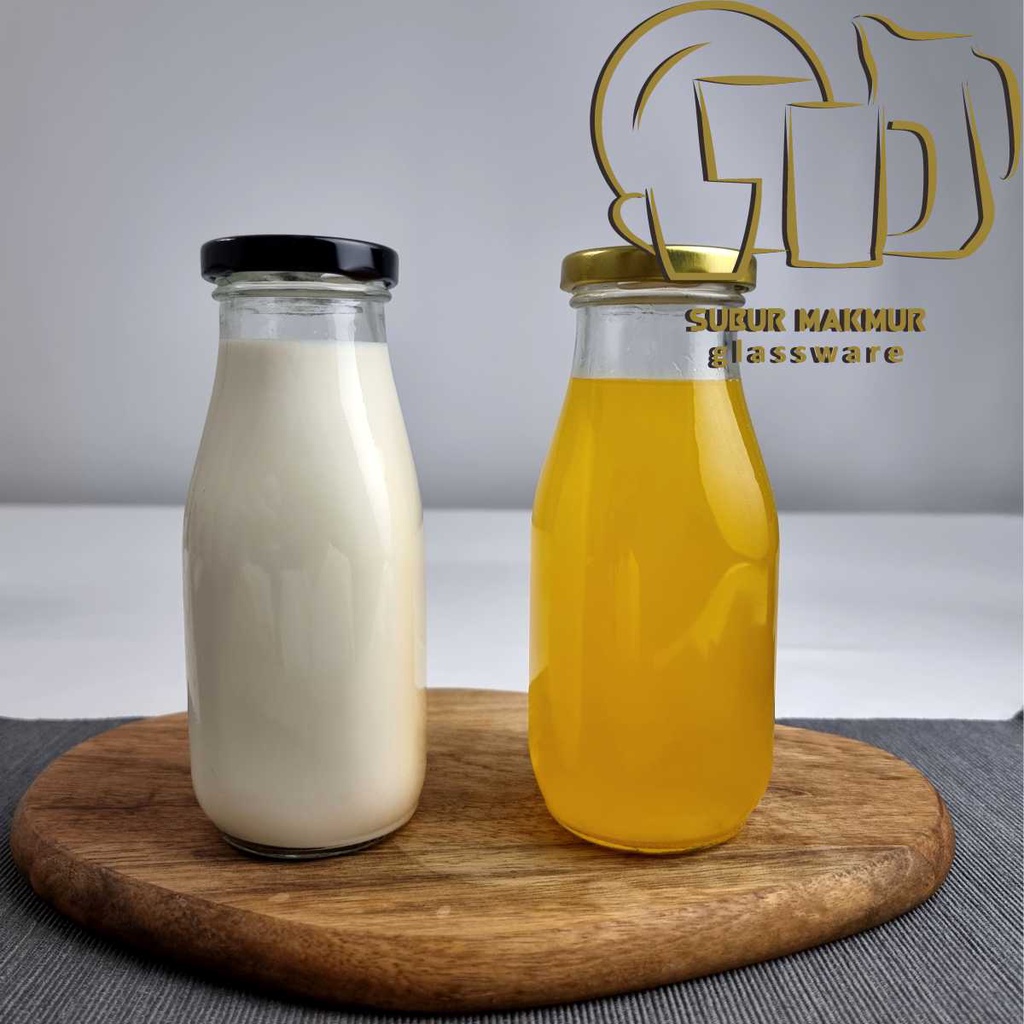 Jual [1 Pcs] Botol Kaca 300ml Persegi Tutup Stainless. Susu / Milk ...