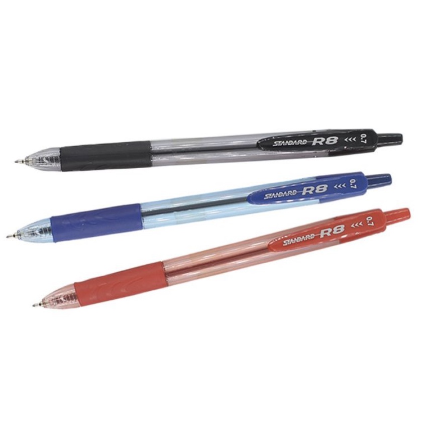 Jual BALLPOINT STANDARD R8 CETEK ISI 2 HITAM BIRU MERAH PENA PEN PULPEN ...
