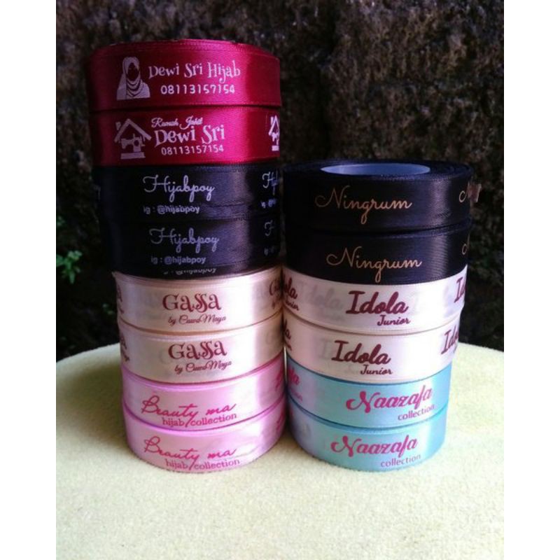 Jual lebel pita satin label pita custom label hijab label baju | Shopee ...