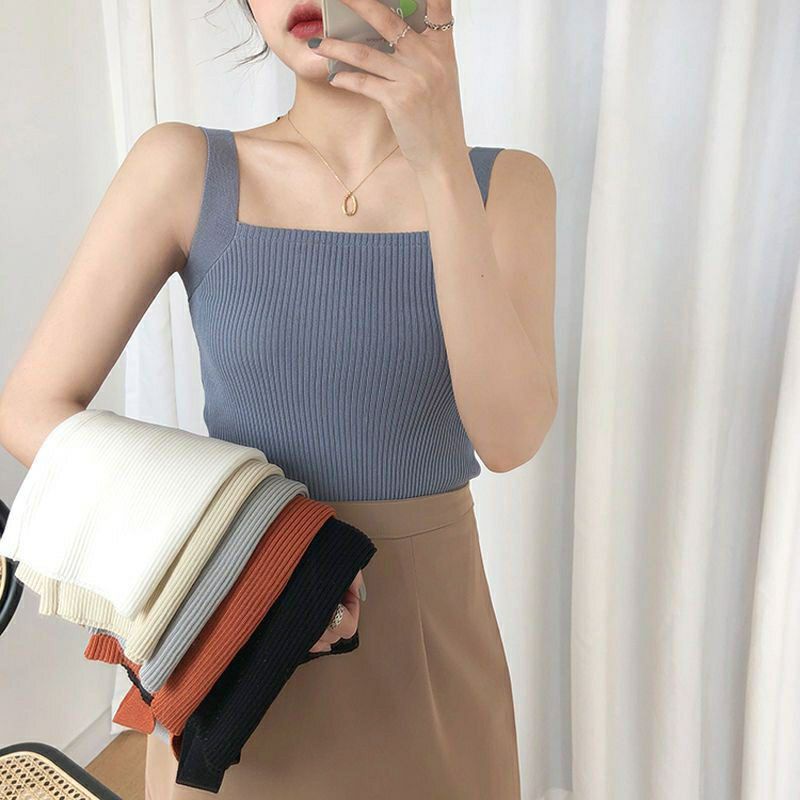 Jual TenkTop Rajut Koreaan Street Style ( Bahan Meral) | Shopee Indonesia
