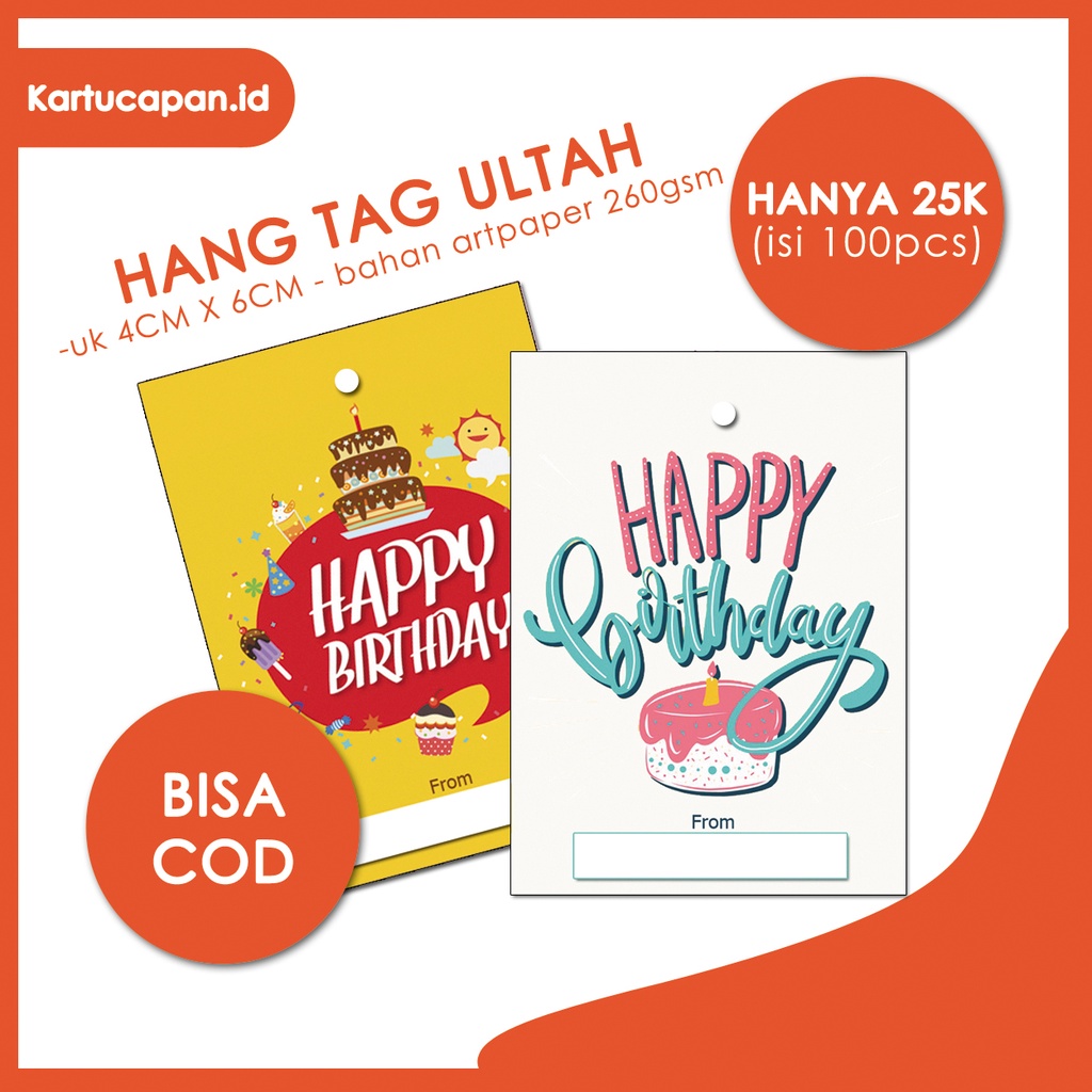 Jual HANG TAG/KARTU HADIAH UNTUK ACARA ULANG TAHUN, BIRTHDAY BENTUK ...
