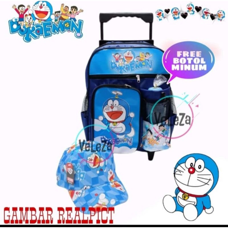 Jual TAS RANSEL TROLI ANAK KARAKTER DORAEMON / TAS DORONG ANAK / TAS ...