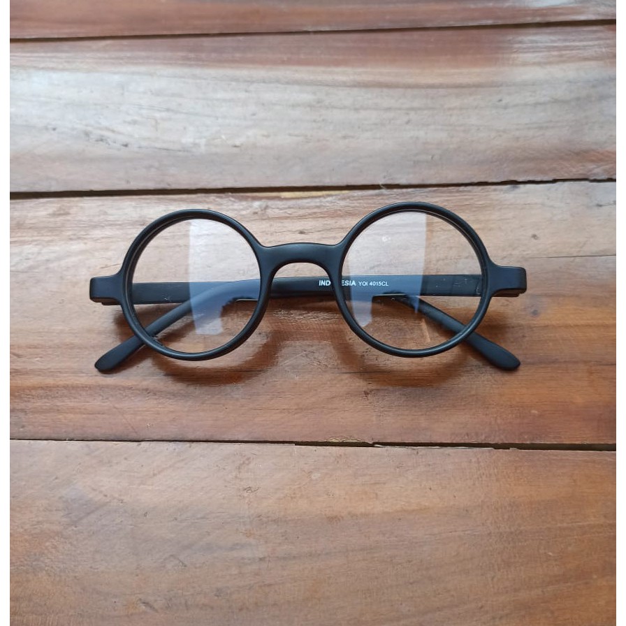 Jual Molvin - Kacamata Bulat Boboho Frame Ringan Pria Wanita Hitam ...