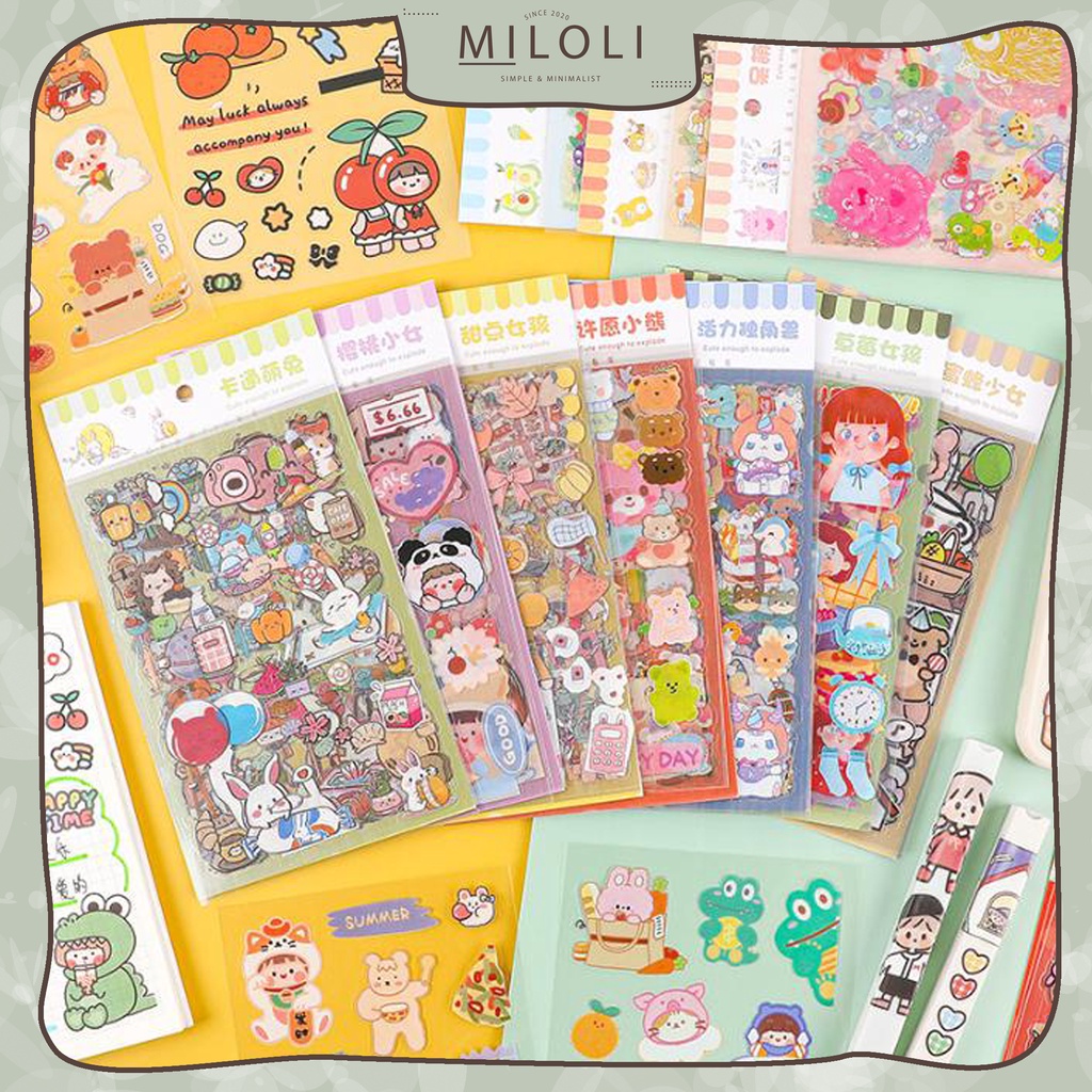 Jual [MILOLI] 6 Pcs CUTE CARTOON FOOD STICKERS PET DIY Diary Sticker ...