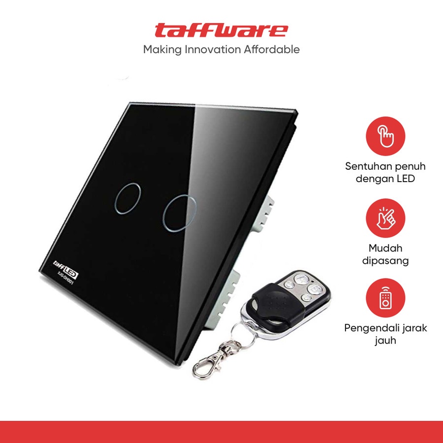 Jual TaffHOME Saklar Lampu Luxury Touch LED with Remote 2 Gang - XJG ...