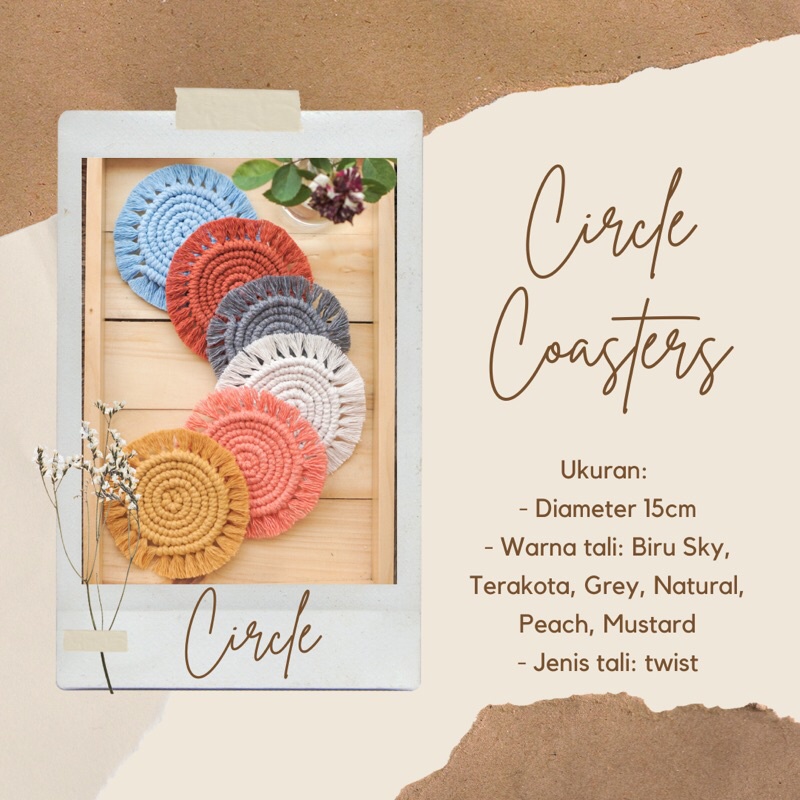 Jual Ablue_id - Tatakan Lingkaran Warna | Circle Coaster | Macrame ...