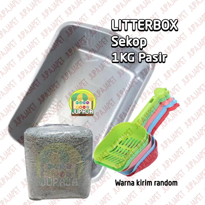 Jual Litterbox Uk M & 1Kg Pasir + GRATIS sekop pasir warna random ...