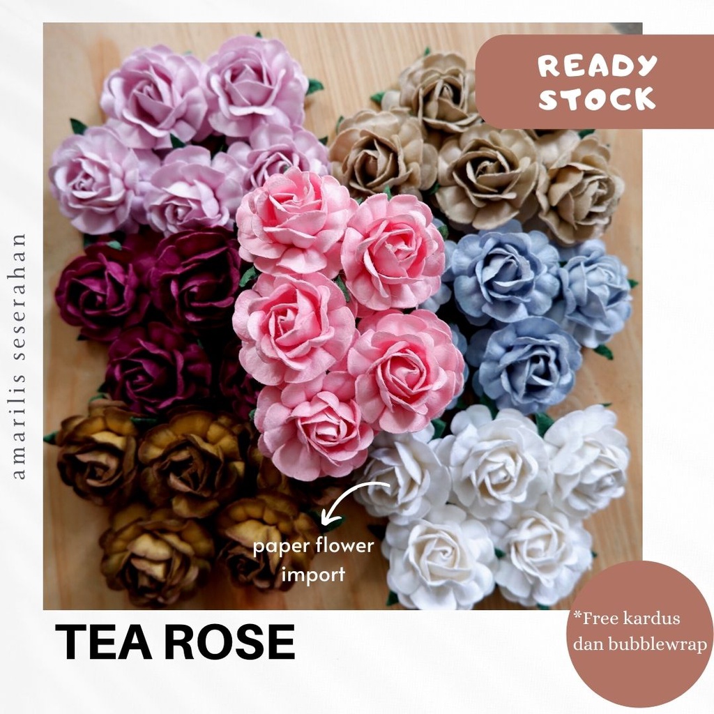 Jual 198. Mulberry Paper Flower Bunga Kertas Scrapbook mahar Tea Rose ...