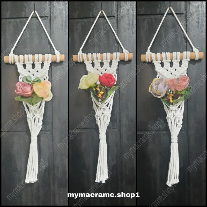 Jual Macrame Mini Plant Hanger (SUDAH TERMASUK BUNGA) / Hiasan Dinding ...