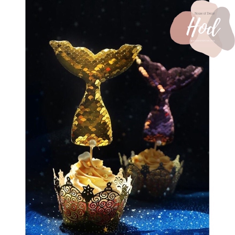 Jual Topper Mermaid Tail Glitter / Sequinn Kue Bentuk Ekor Duyung Bahan ...