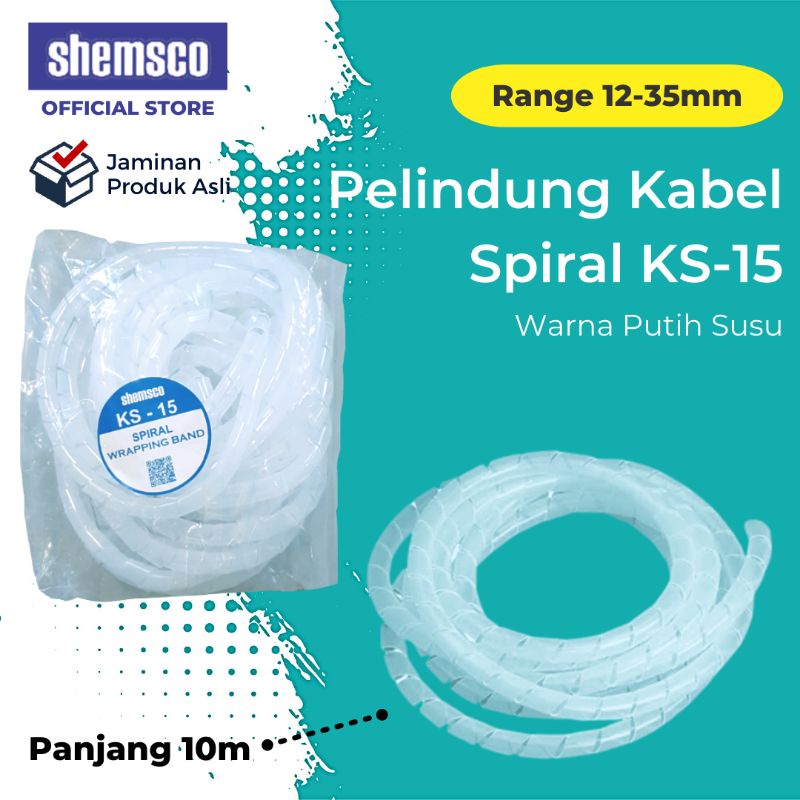 Jual 10 Meter Pelindung Kabel 12-35 mm Cable Spiral Wrapping Putih KS ...