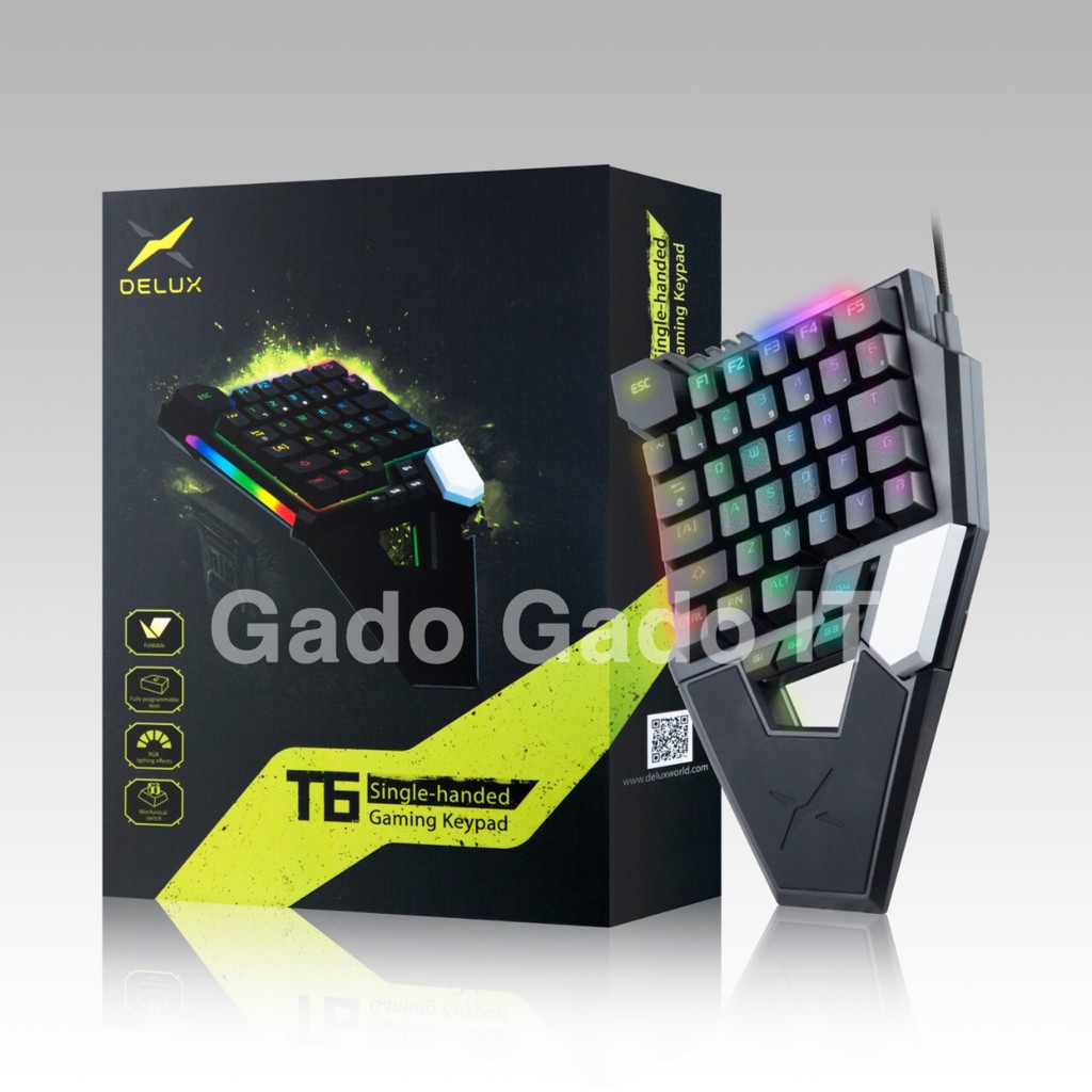 Jual Single Hand Mechanical Keyboard Gaming DELUXE T6 RGB Gaming Keypad ...