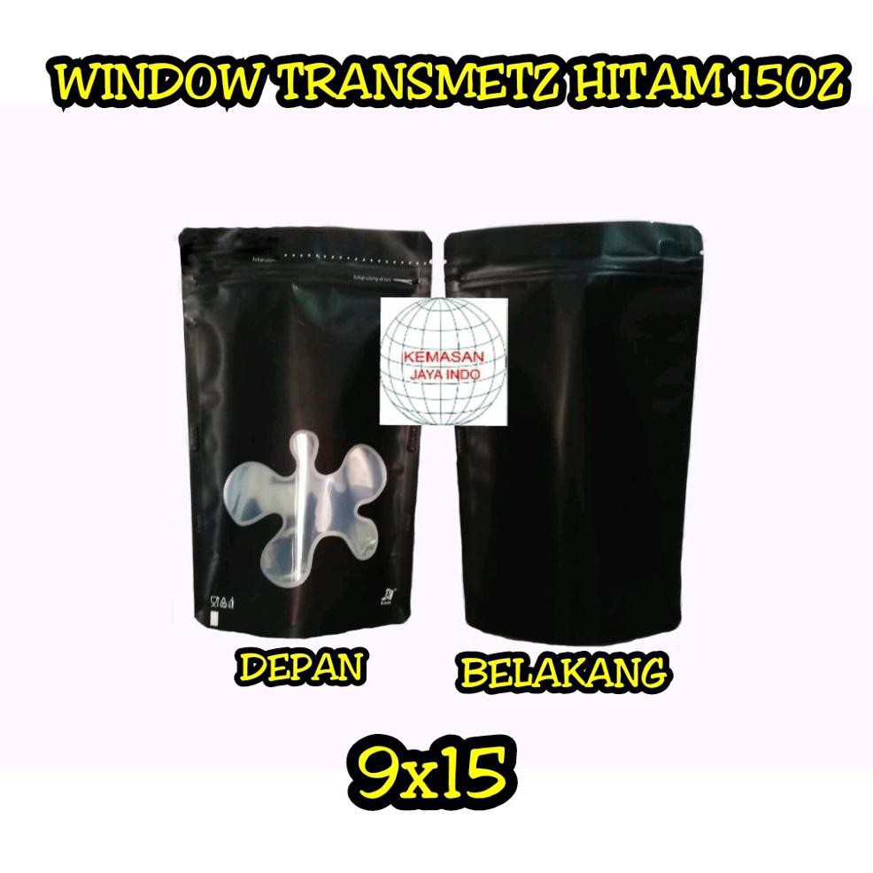 Jual Jual Standing Pouch Kombinasi Window Transmetz Hitam 150 Zipper ...