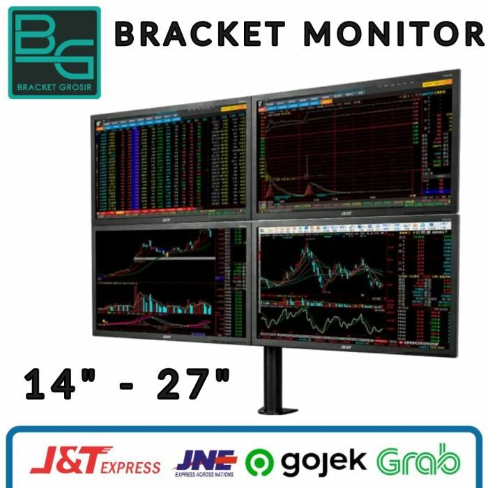 Jual BRAKET/BREKET/BRACKET MONITOR 14 SAMPAI 27 INCH 4 Layar Jepit Meja ...