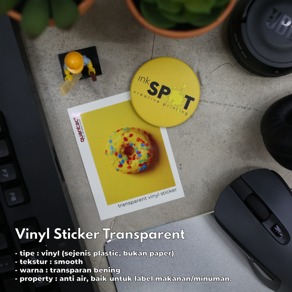 Jual Cetak Sticker Vinyl Transparan + Tinta Putih + Potong (7 x 7 cm s ...