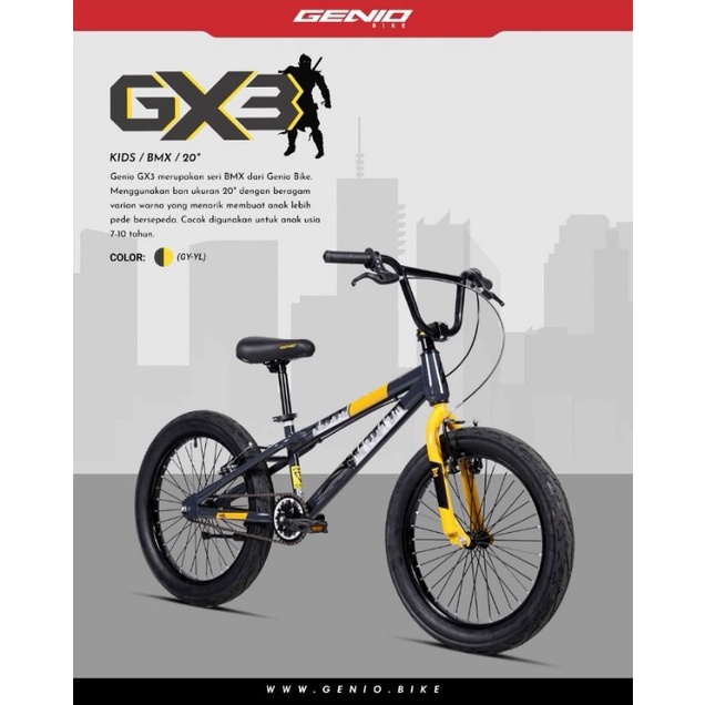 Jual SEPEDA BMX UKURAN 20 GENIO GX 03 BAN JUMBO 3.0 MURAH OVERSIZE / SEPEDA ANAK REMAJA UKURAN ...