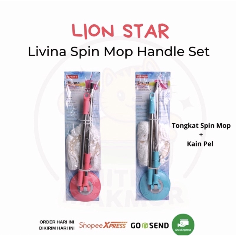 Jual LION STAR - Refill Spin Mop Handle Set Stick & Mop Tongkat & Kain ...