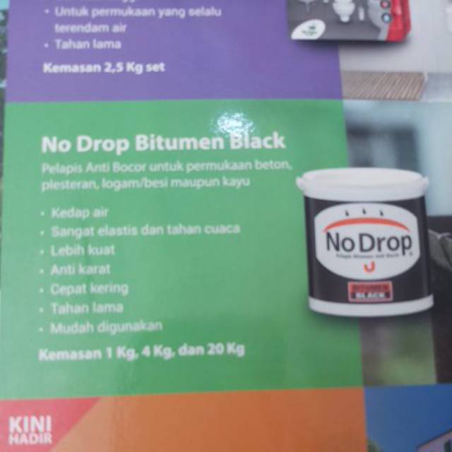 Jual No drop bitumen black. pelapis anti bocor untuk logam, kayu, beton ...