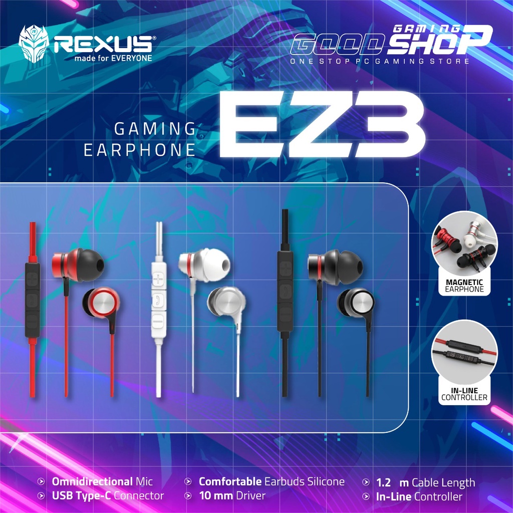 Jual Rexus Earphone EZ3 Type C Connector with Mic | Shopee Indonesia