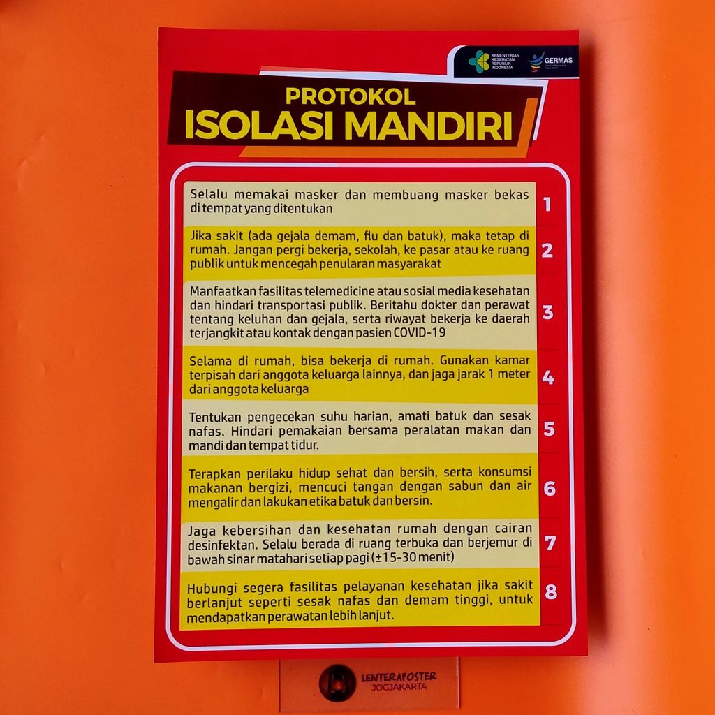 Jual Poster Isolasi Mandiri, Poster Protokol Isolasi Mandiri, Poster ...
